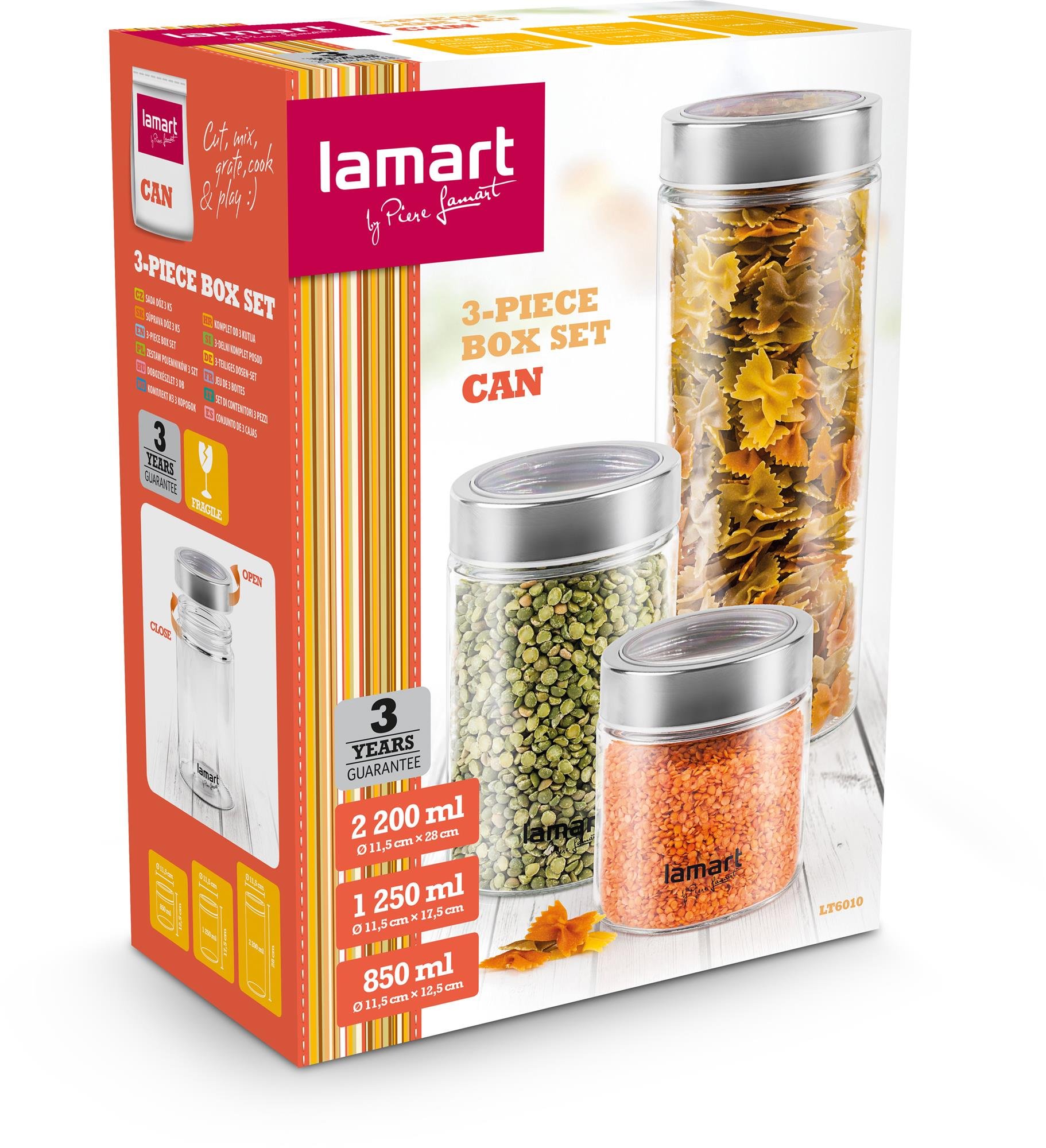 Lamart LT6010 3dílná sada skleněných dóz CAN (42002177) | TSBOHEMIA.CZ
